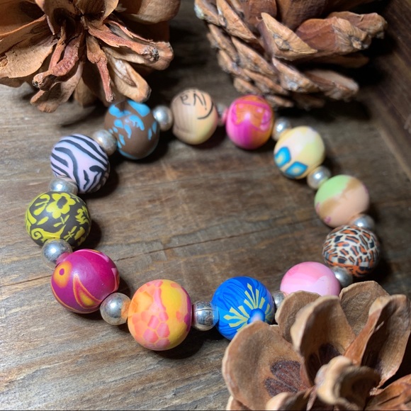 Viva Beads | Jewelry | Viva Handpainted Bead Stretch Bracelet | Poshmark